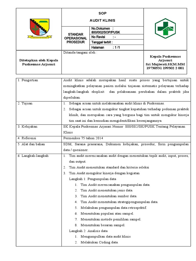 SOP Audit Klinis | PDF
