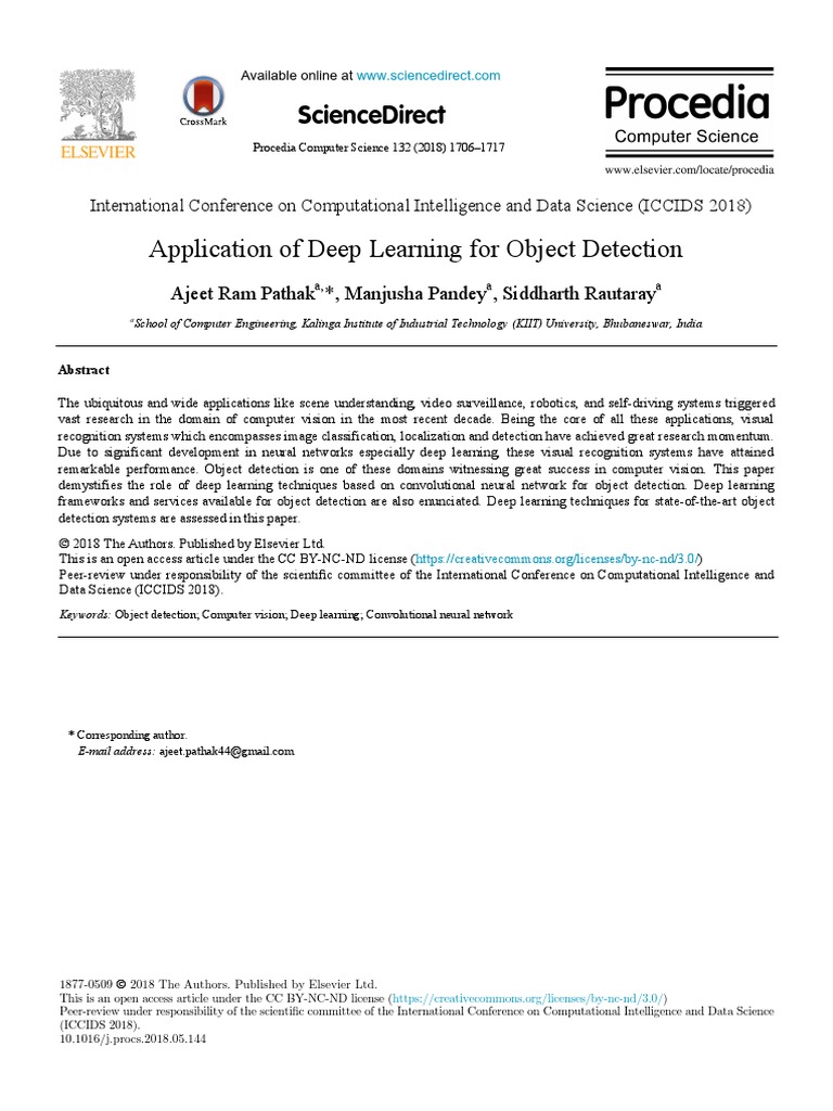 Application of Deep Learning For Object Detection | PDF | Deep Learning ...