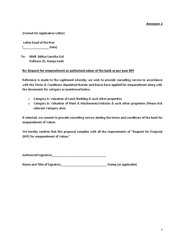 Valuer Empanelment Application Format | PDF | Real Estate Appraisal ...
