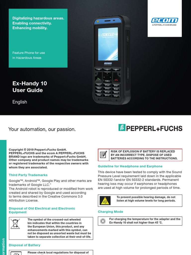 Ex-Handy 10 User Guide: Digitalizing Hazardous Areas. Enabling ...