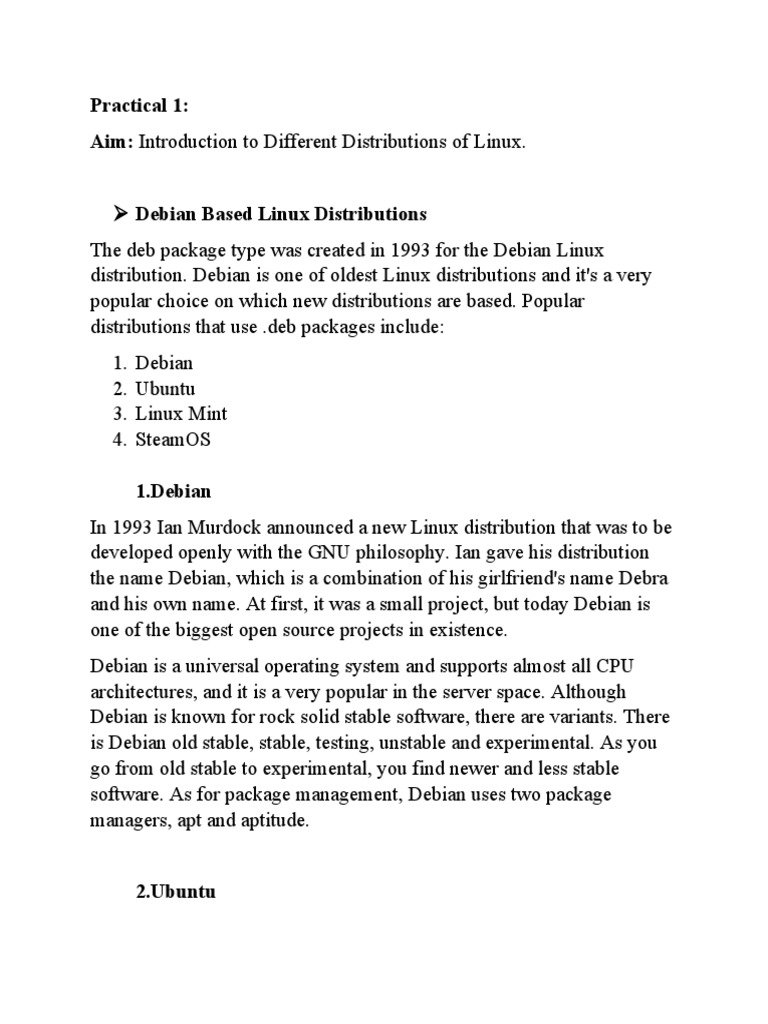 Practical 1 Linux Distributions | PDF | Desktop Environment | Linux