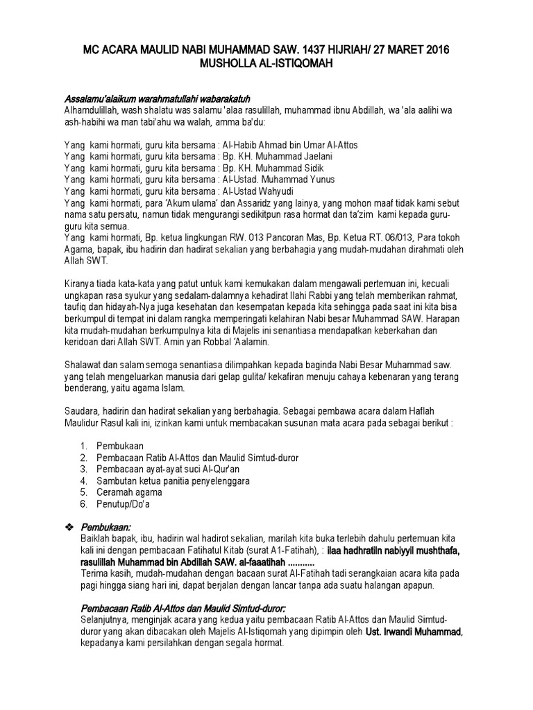 Teks MC Maulid | PDF