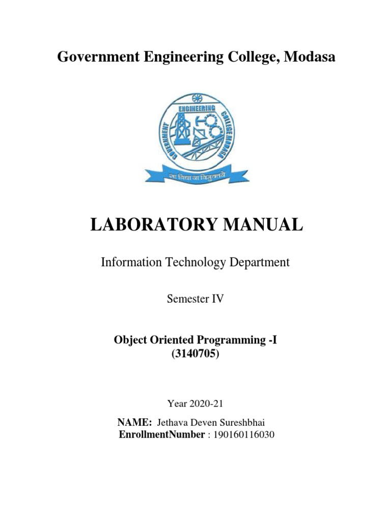 Laboratory Manual: Government Engineering College, Modasa | PDF | Body ...