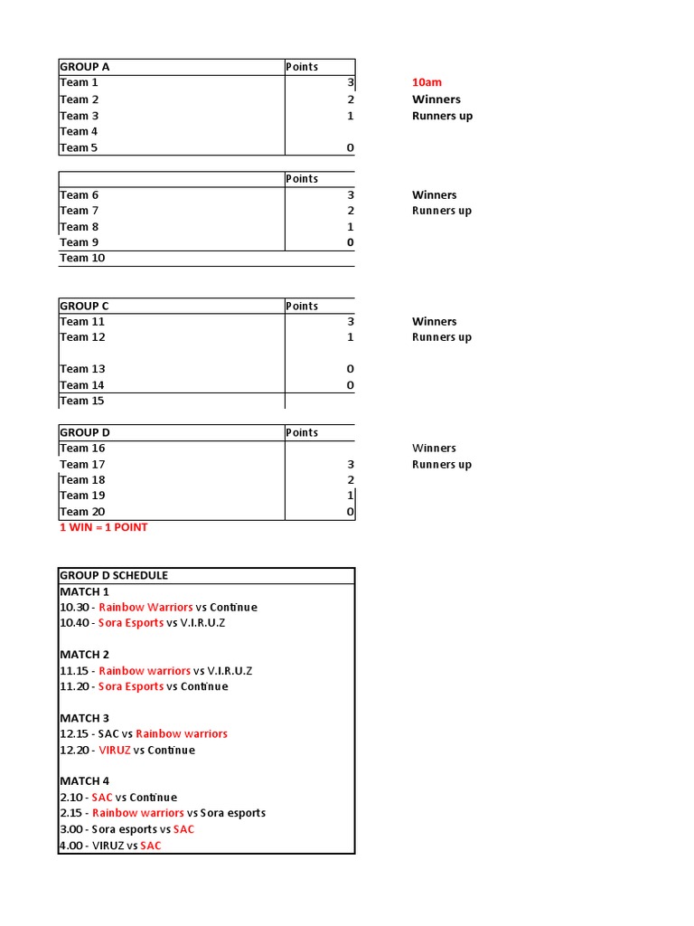 ML Tournament Bracket and Schedule | PDF | Gaming | Community