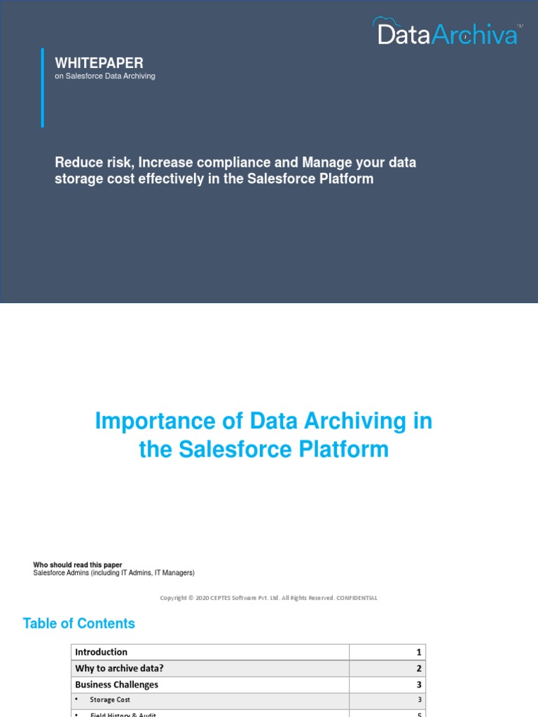Need of Data Archival in Salesforce | PDF | Databases | Regulatory Compliance