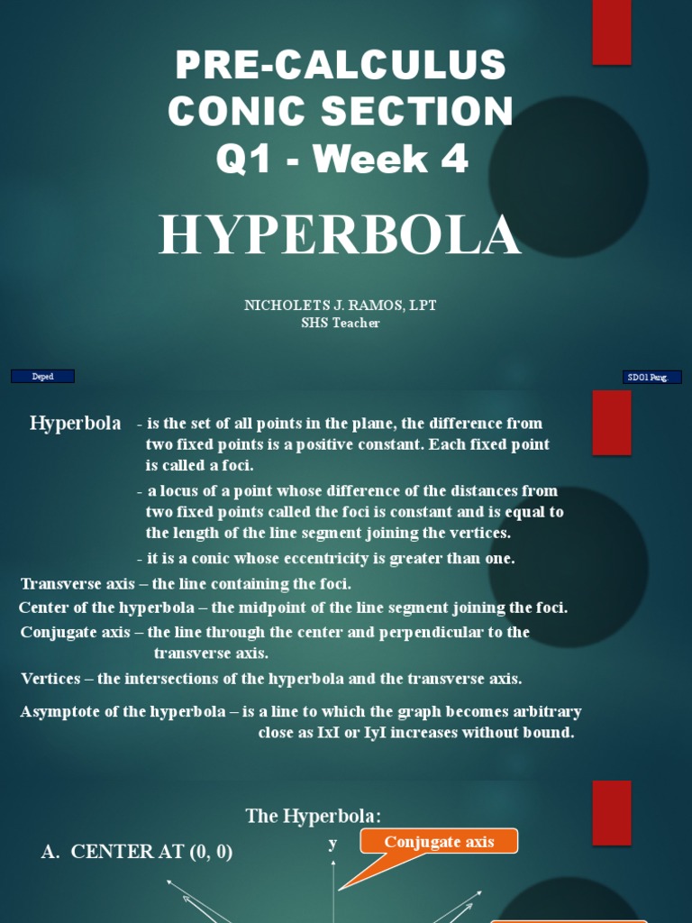 Pre-Calculus Conic Section Q1 - Week 4: Hyperbola | PDF | Euclidean Geometry | Analytic Geometry