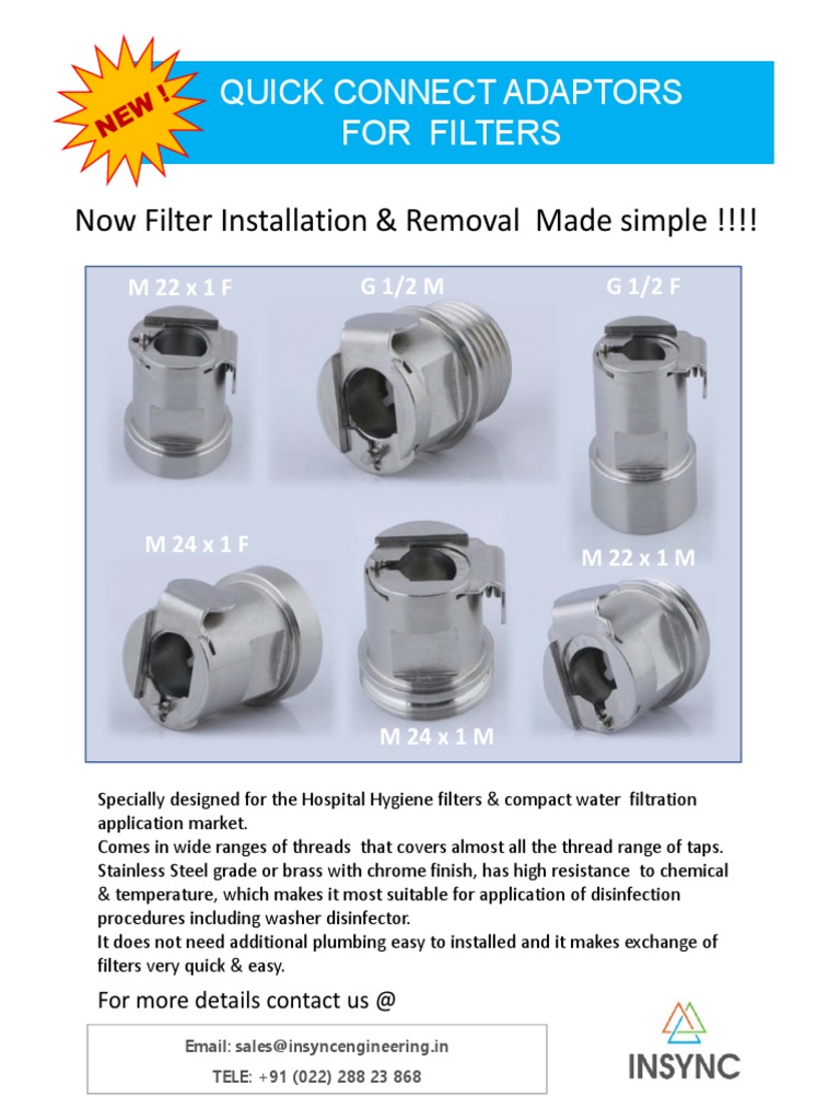 New Quick Connect Adaptors For Hospital Hygiene Filters | PDF ...
