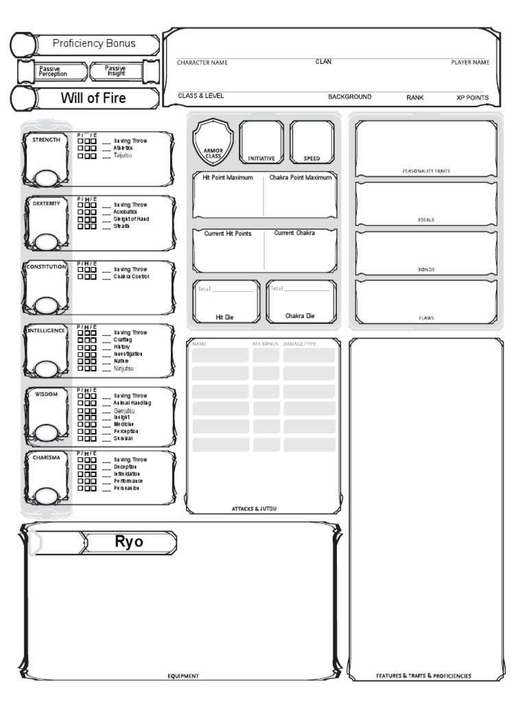 Naruto 5e Character Sheets | PDF