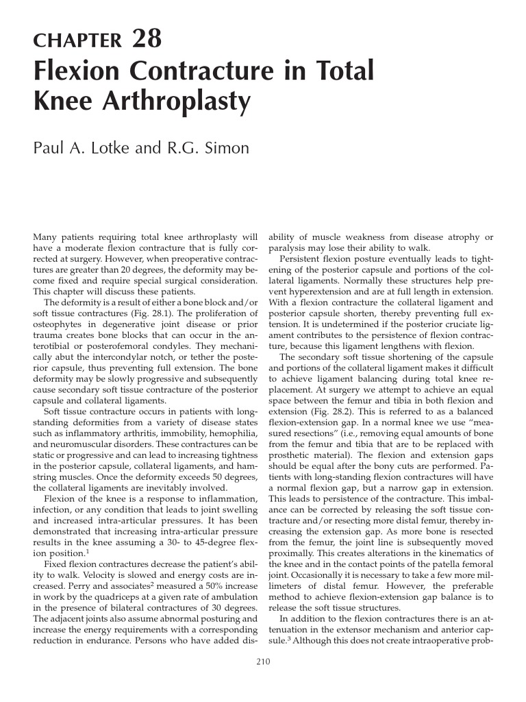 28 Flexion Contracture in Total Knee Arthroplasty: Paul A. Lotke and R ...