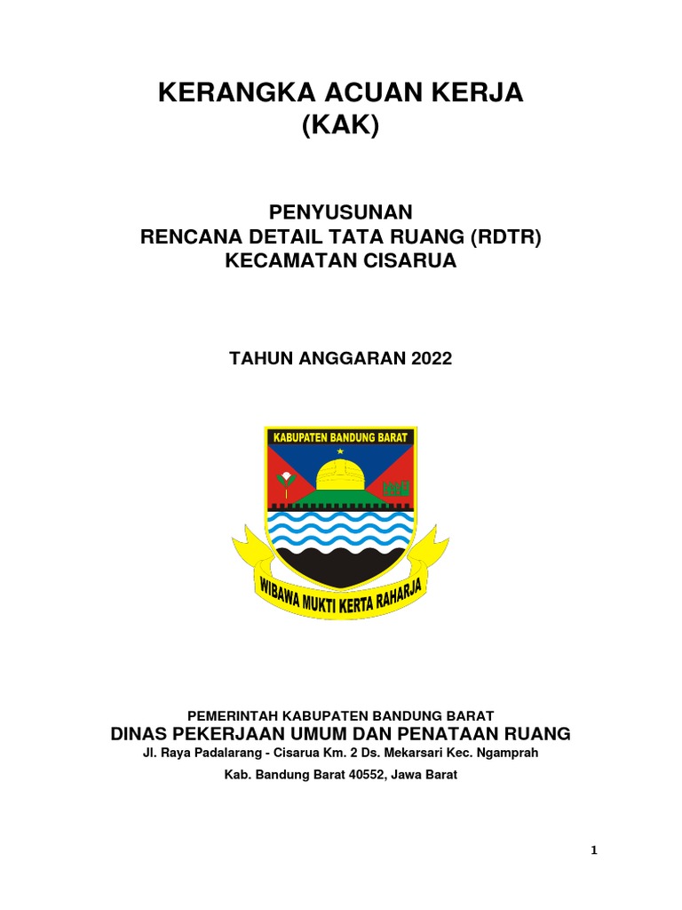 Kak Penyusunan RDTR Kecamatan Cisarua | PDF Kak Penyusunan RDTR Kecamatan Cisarua | PDF