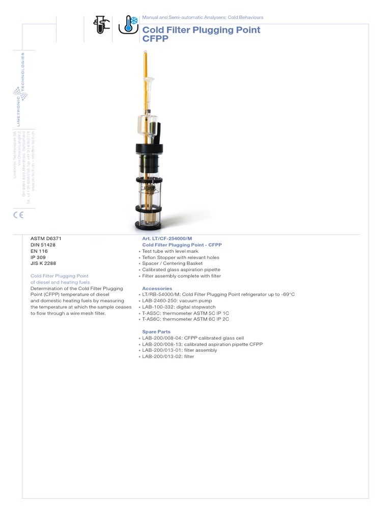 Cold Filter Plugging Point CFPP: Manual and Semi-Automatic Analysers ...