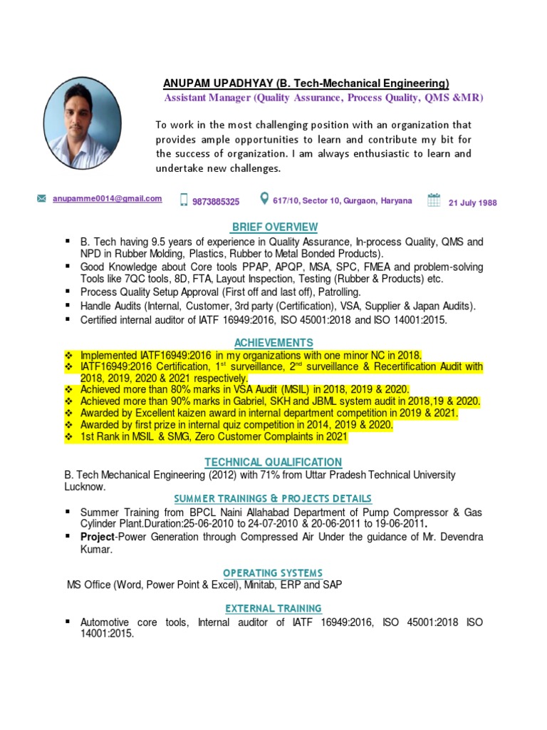 Anupam Upadhyay Resume | PDF | Business
