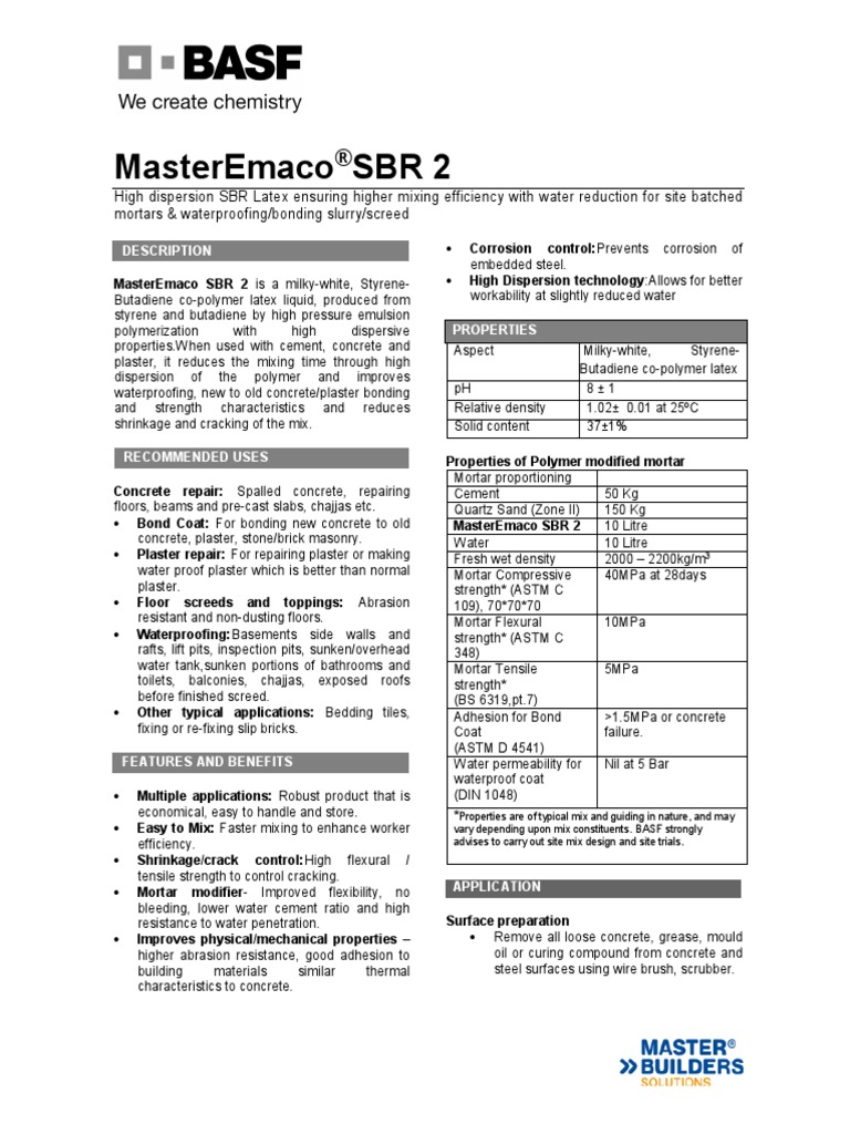 Master Emaco SBR 2 Basf | PDF