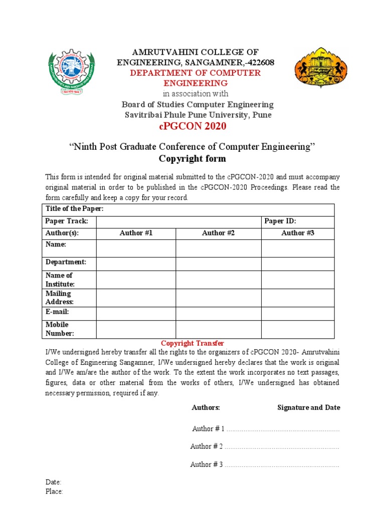 Copyright Form AVCOE | PDF