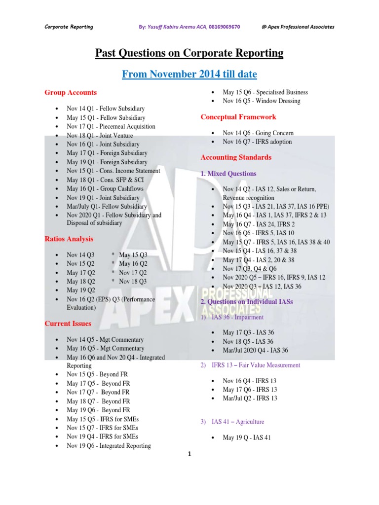 CR - Past Questions Guide (Updated) | PDF | International Financial ...