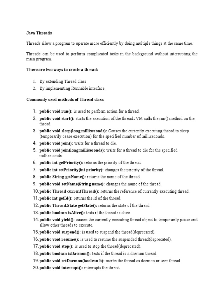 Threads | PDF | Java (Programming Language) | Thread (Computing)