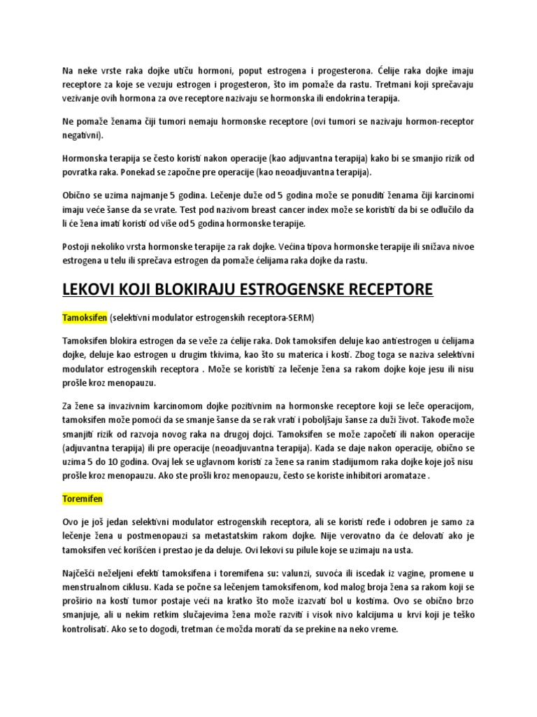 Hormonska Terapija Karcinoma Dojke | PDF