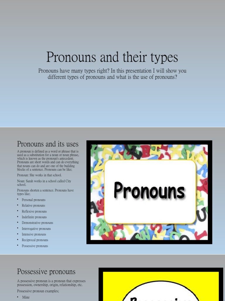 Pronouns and Their Types | PDF | Pronoun | Linguistics
