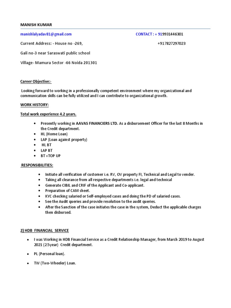 MANISH RESUME-1 Updated | PDF