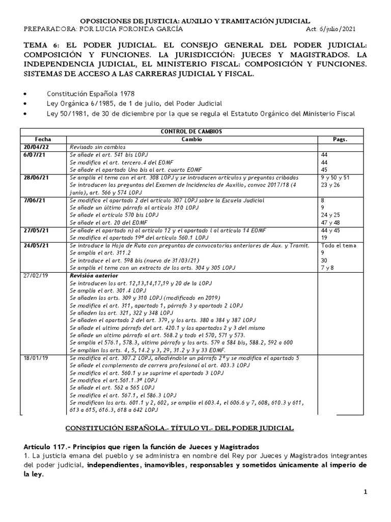 5540-Tema 6. - Poder Judicial | PDF | Competencia (ley) | Jurisdicción