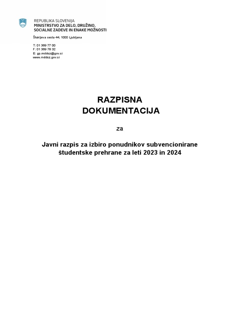 Javni Razpis Za Izbiro Ponudnikov Subvencionirane Študentske Prehrane ...