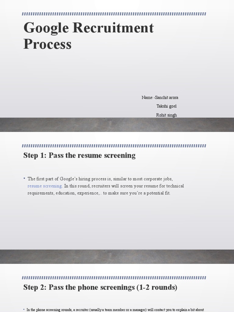 Google Recruitment Process HRM | PDF | Recruitment | Job Interview Google Recruitment Process HRM | PDF | Recruitment | Job Interview