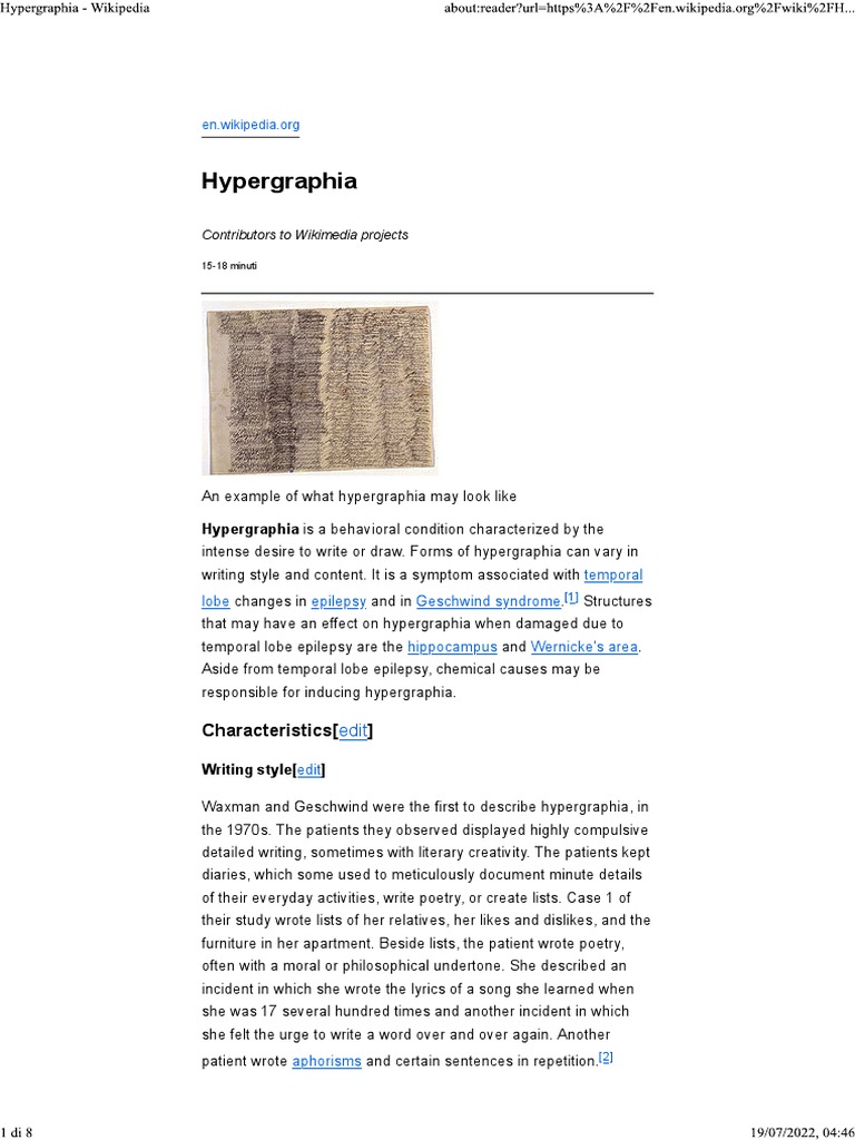 Hypergraphia: Contributors To Wikimedia Projects | PDF | Neuroscience ...