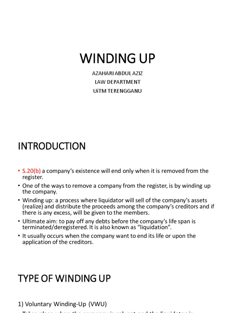 Law485 c10 Winding Up | PDF | Liquidation | Insolvency