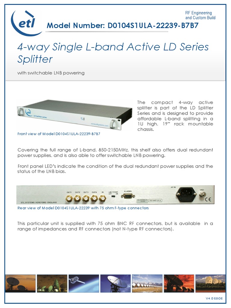 Compact 4-Way Single L-Band Active Splitter with Switchable LNB ...