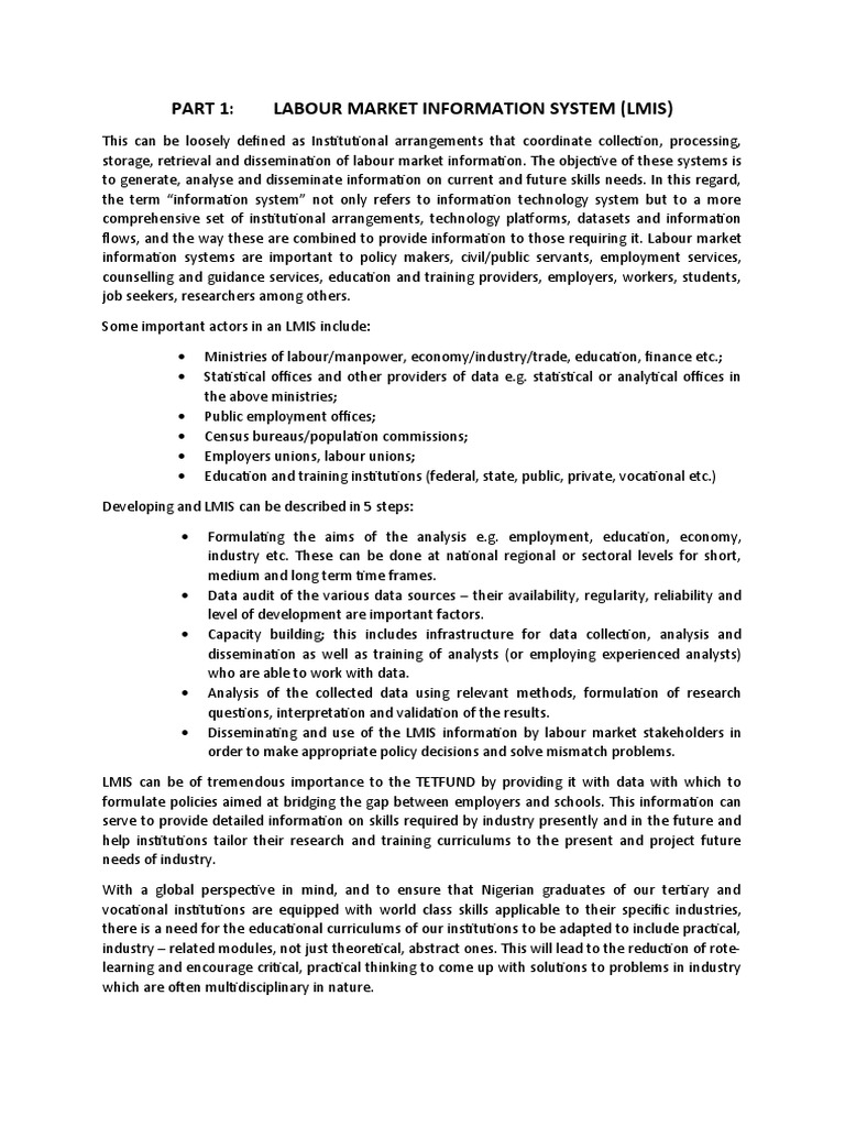 LABOUR MARKET INFORMATION SYSTEM Compilation | PDF | Labour Economics | Market (Economics)