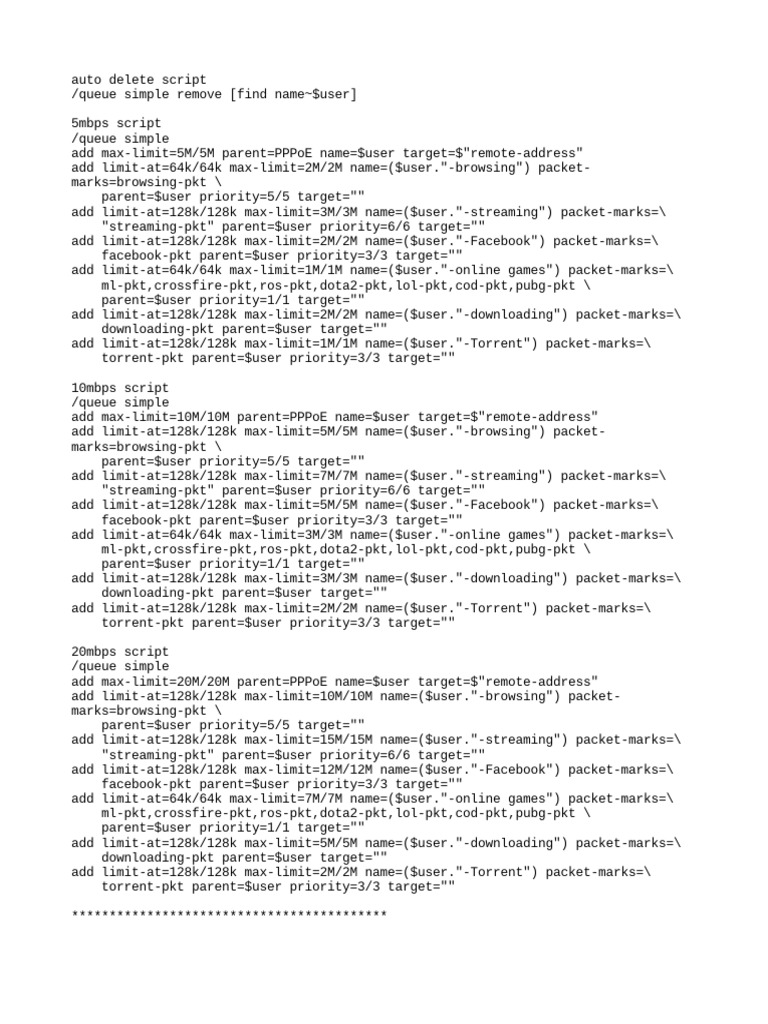 Pppoe Bandwidth Script - by Jose | PDF | Network Architecture | Information And Communications ...
