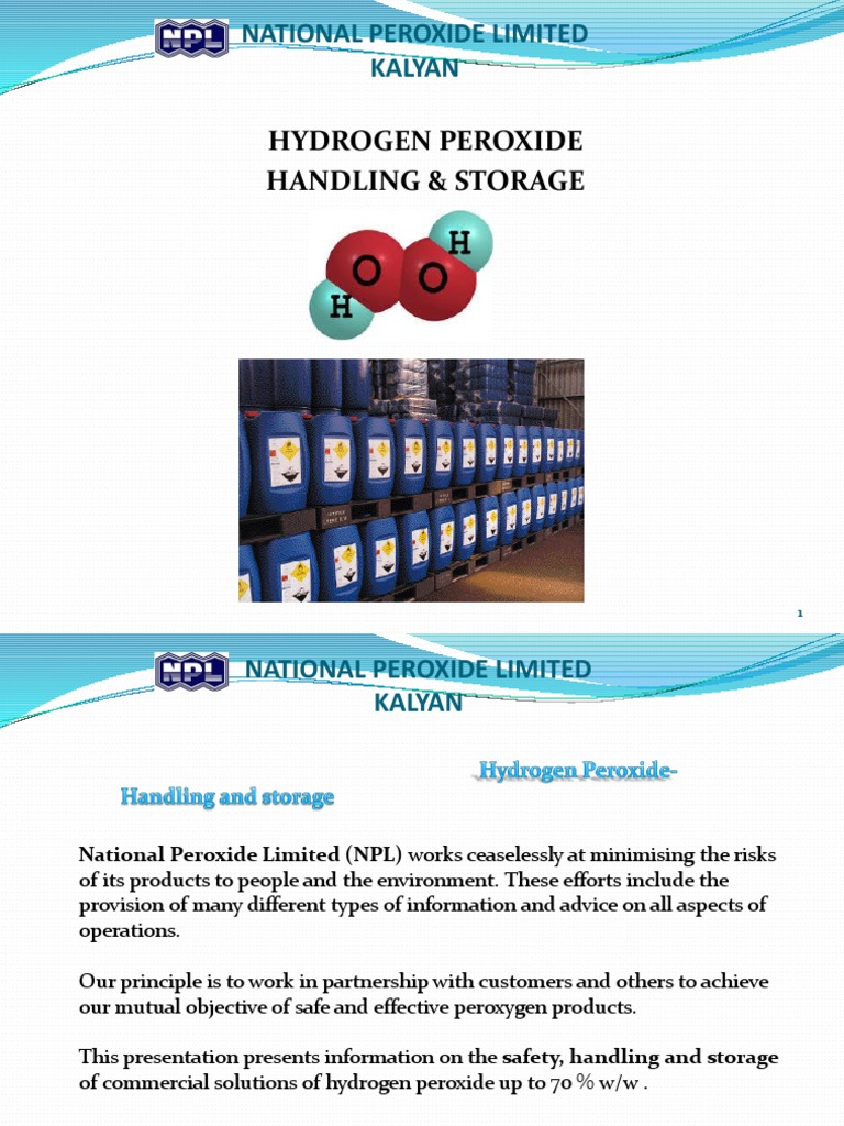 Hydrogen Peroxide - Handling and Storage | PDF | Hydrogen Peroxide | Valve