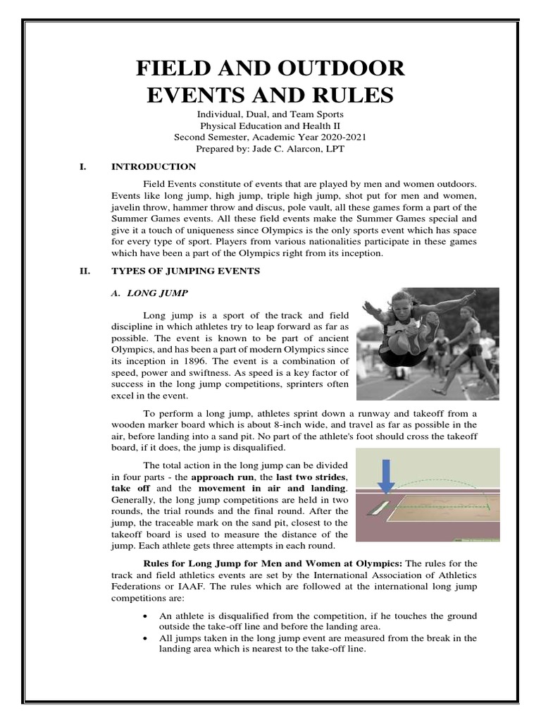 Field Events and Rules in Athletics | PDF | Track And Field | Triathlon