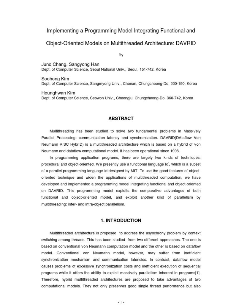 Implementing A Programming Model Integrating Functional and Object-Oriented Models On ...