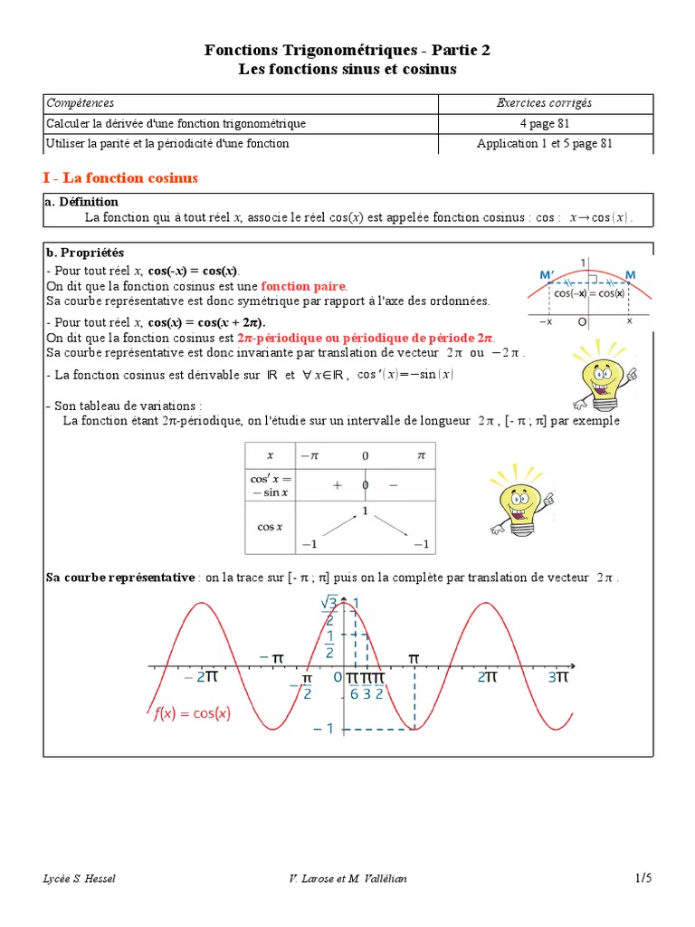 20 - Fonction Trigo Partie 2 | PDF | Fonction trigonométrique | Sinus (mathématiques)