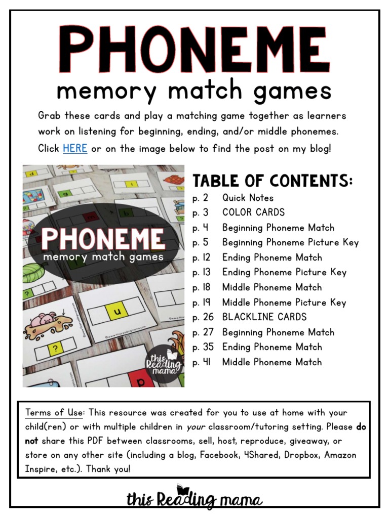Phonic Matching Game | PDF | Phonetics | Human Communication