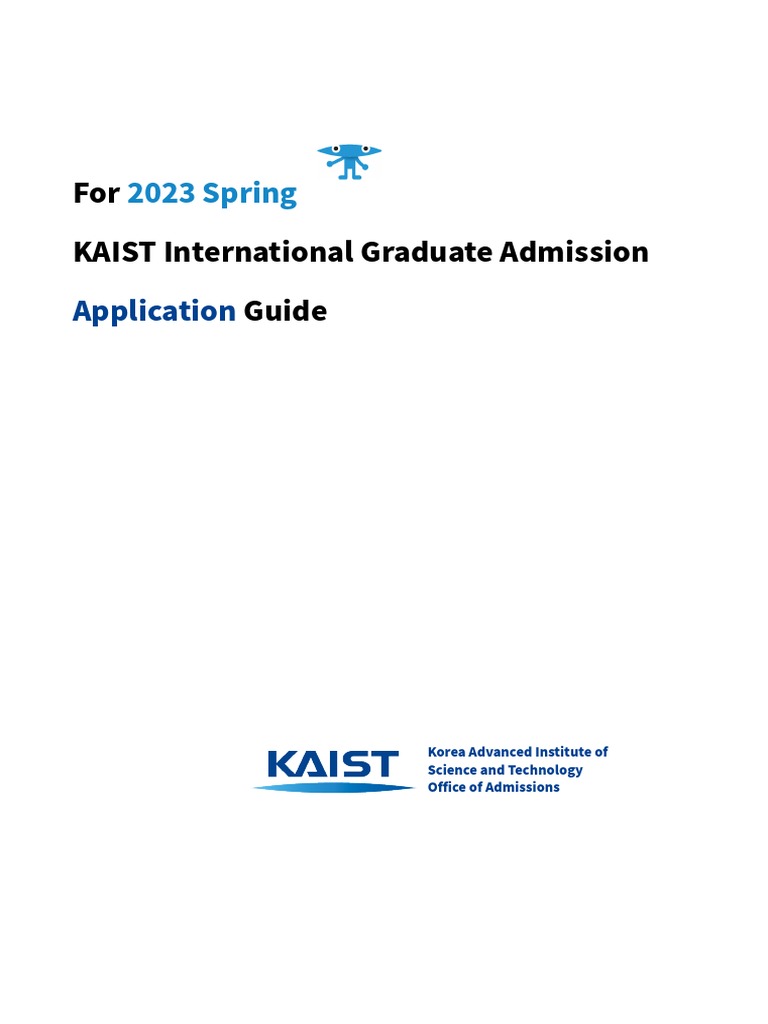 KAIST International Graduate Application Guide For The 2023 Spring ...