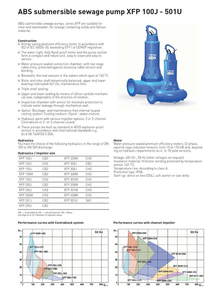 ABS Submersible Sewage Pump XFP 100J To 501U - GB | PDF | Pump ...