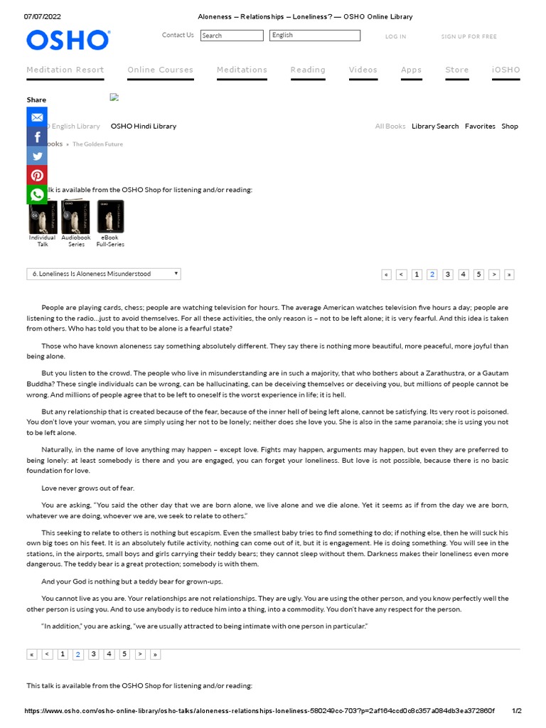 OSHO Hindi Library Library Search Favorites Shop: Share | PDF | Rajneesh