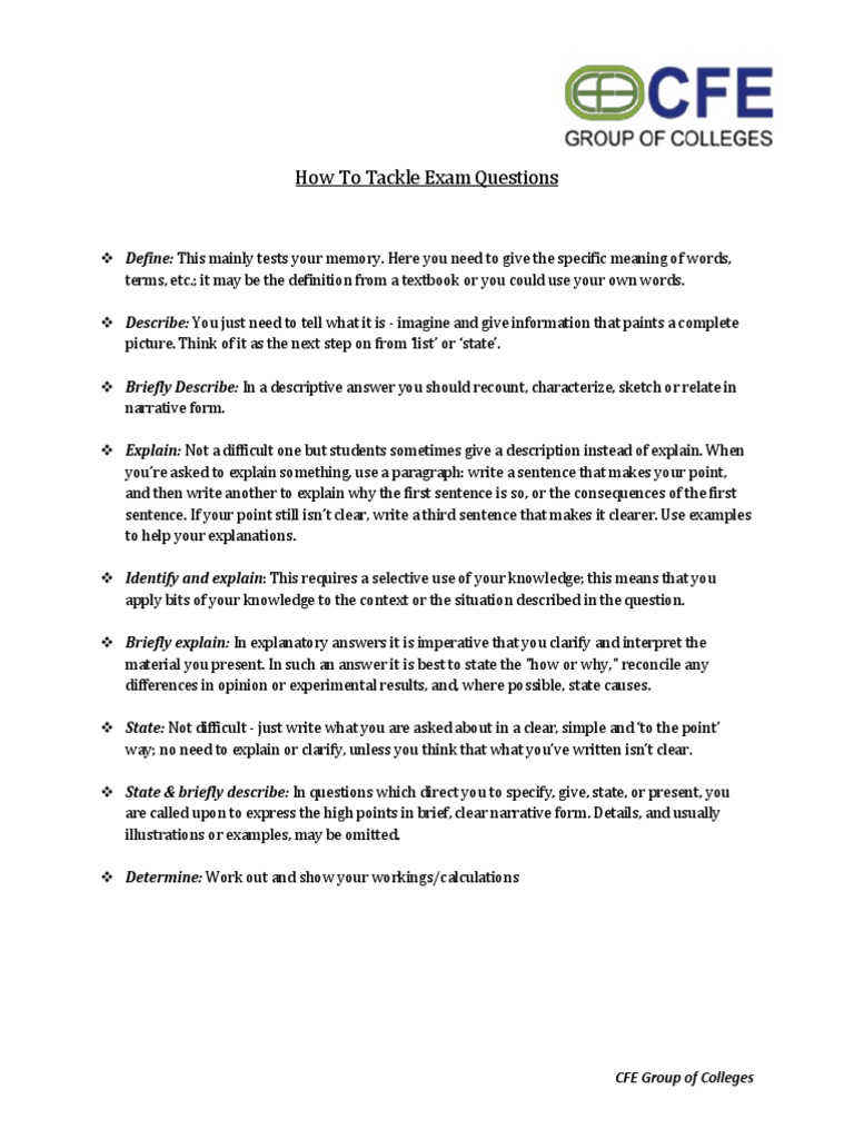 Exam Question Strategies Guide | PDF | Essays | Narrative