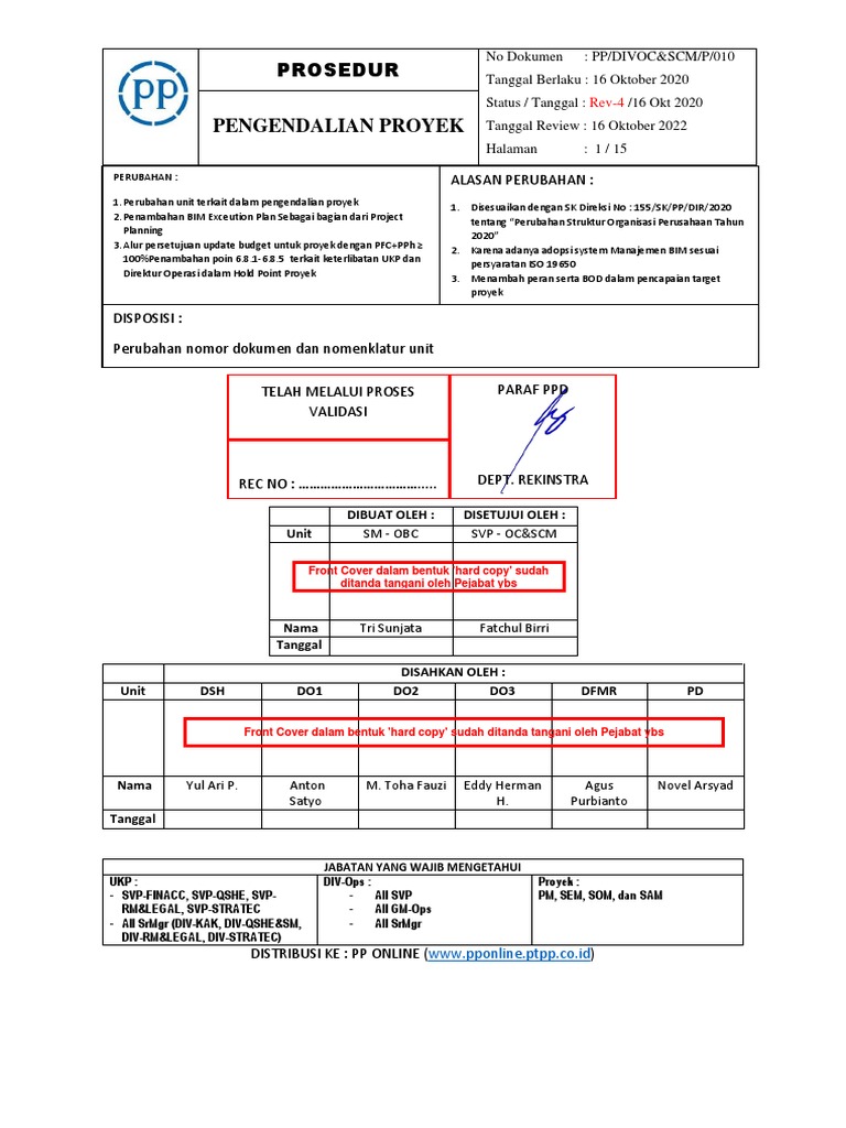 WI 010 - POB - 09. (OC&SCM-Pengendalian Proyek (Rev-3) ) | PDF