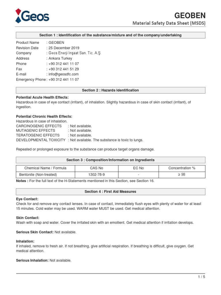 Geoben - Msds en | Download Free PDF | Personal Protective Equipment ...