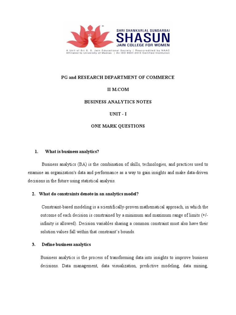 Business Analytics Overview and Importance | PDF | Analytics | Data