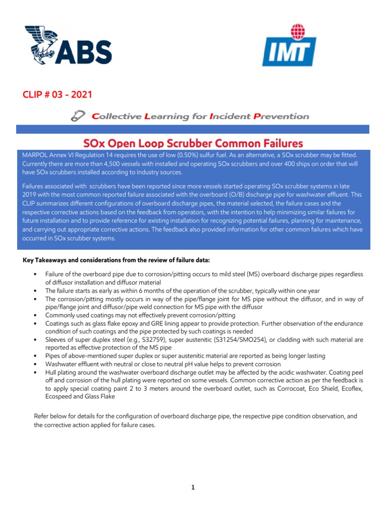 Sox Open Loop Scrubber Common Failures: Clip # 03 - 2021 | PDF ...