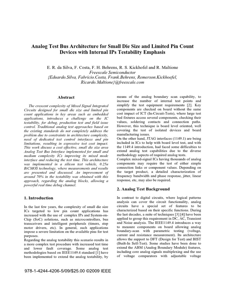 LATW2009 Analog Test Bus Architecture For Small Die Size and Limited ...