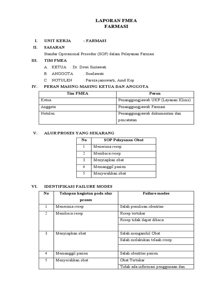 LAPORAN FMEA Edit | PDF