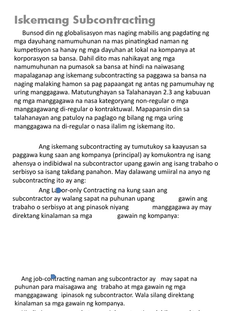 Iskemang Subcontracting | PDF