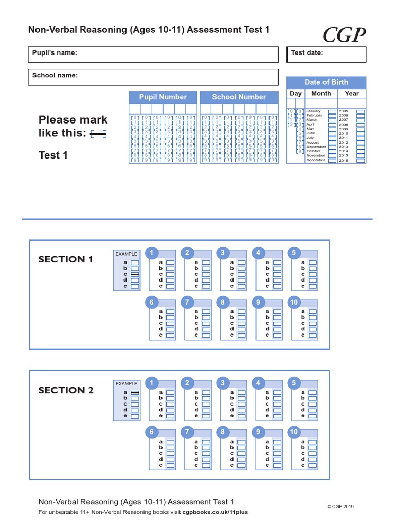 11plus NVR 10 11 N6qe2 Assessment Test Ans | PDF