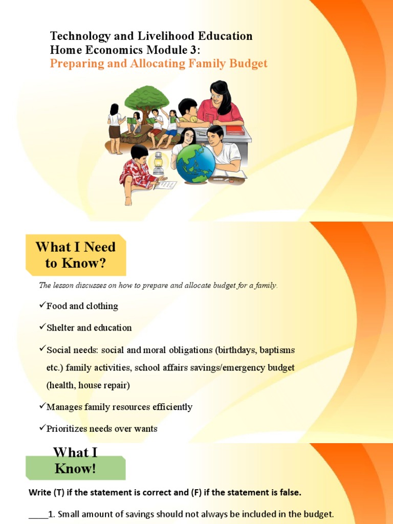 Technology and Livelihood Education Home Economics Module 3 | PDF ...