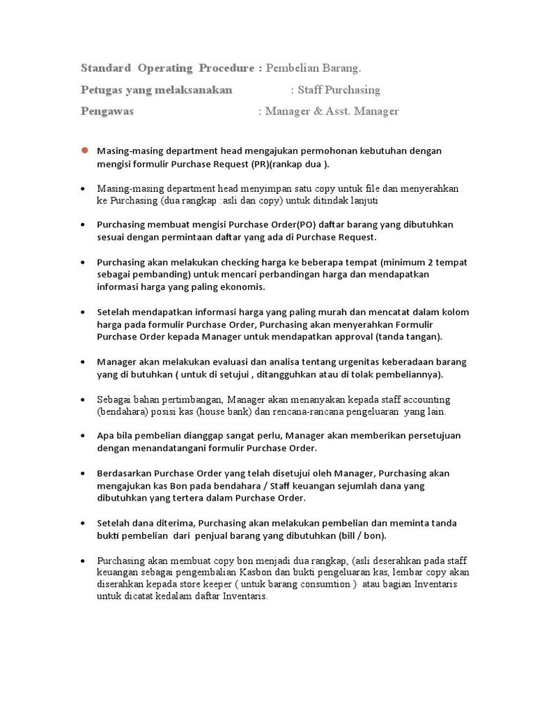 Job Desk Purchasing Dan Store Keeper | PDF